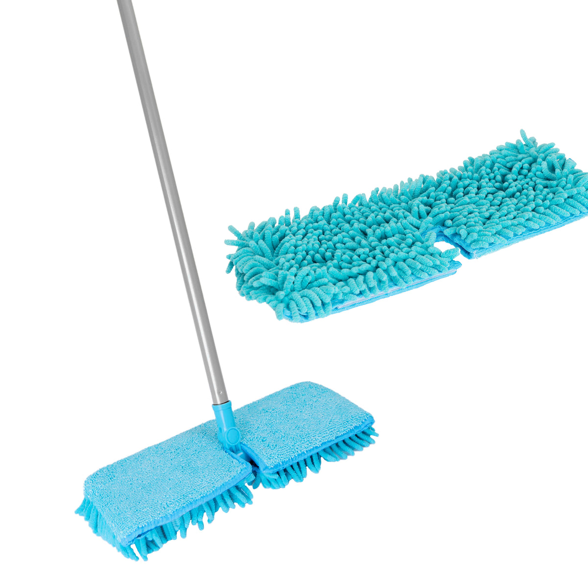 Double Sided Microfiber Flip Mop W/ Adjustable Telescopic Handle + Add ...